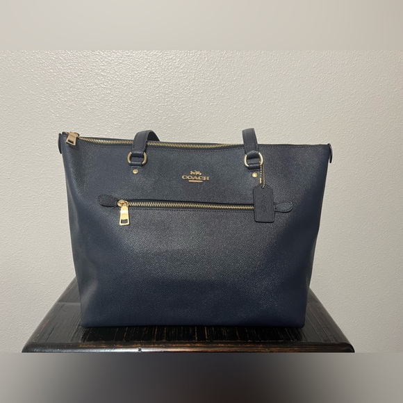 Coach | Bags | Coach Dark Blue Tote With Gold Hardware | Poshmark